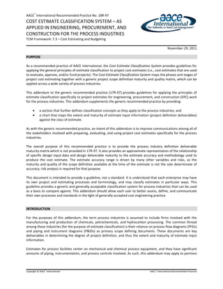 1 cost estimate classification system (aacei rp) | PDF