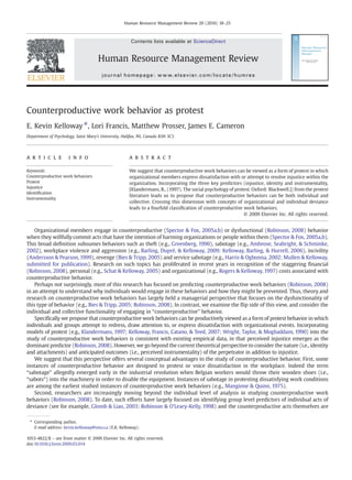Counterproductive work behavior as protest | PDF | Career Planning ...