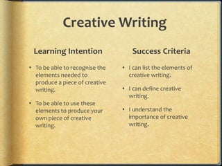 1 Creative Writing Intro - Updated | PPTX | Screenwriting | Content ...