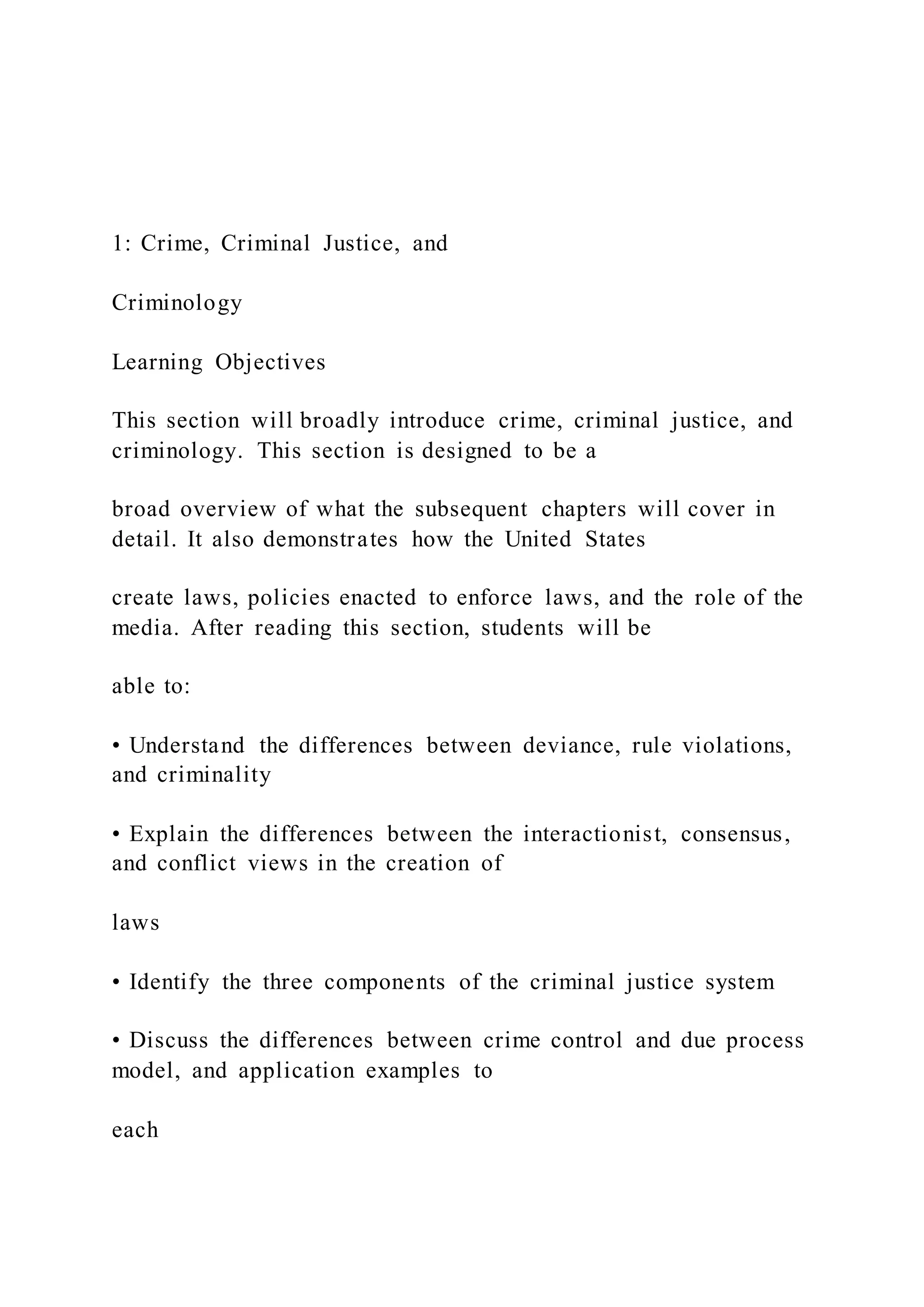 1 Crime, Criminal Justice, andCriminologyLearning Obj | DOCX