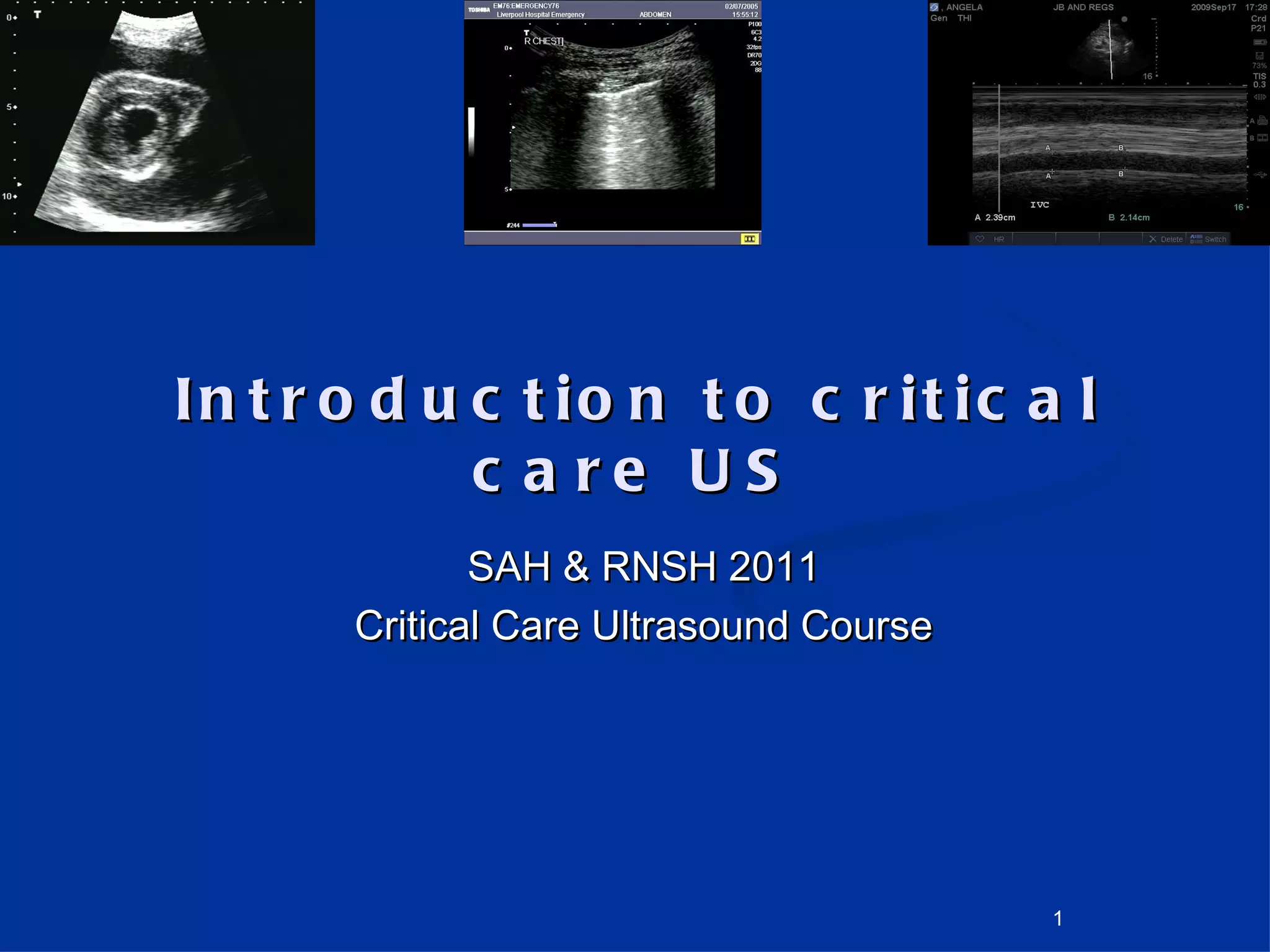Introduction to Critical Care Ultrasound | PPT
