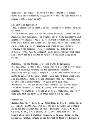 1Crystal Courtner Discussion Designing Mixed Methods Rese | PDF