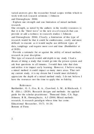 1Crystal Courtner Discussion Designing Mixed Methods Rese | PDF