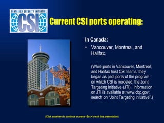 Container Security Initiative CSI | PPT