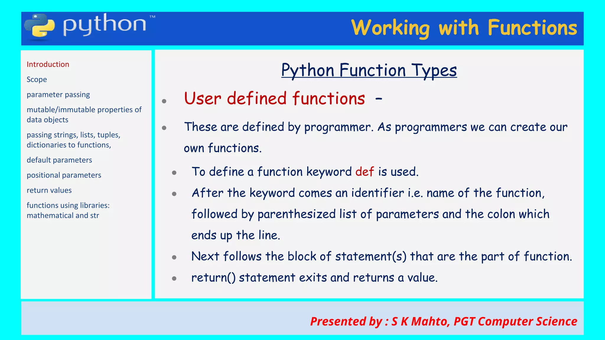 1 Cs Xiipythonfunctionsintroduction Types Of Func Ppt Free Download