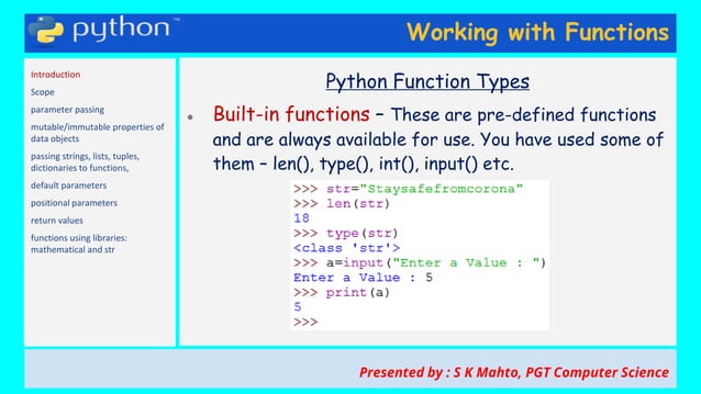 1 cs xii_python_functions_introduction _types of func | PPT