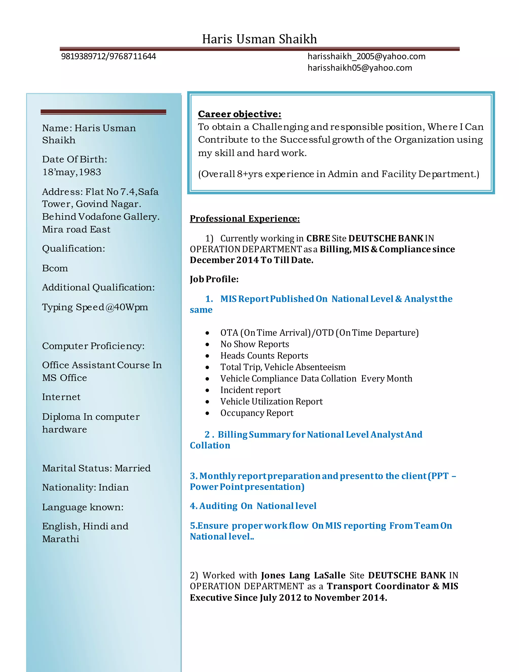 Resume Haris FInal | PDF