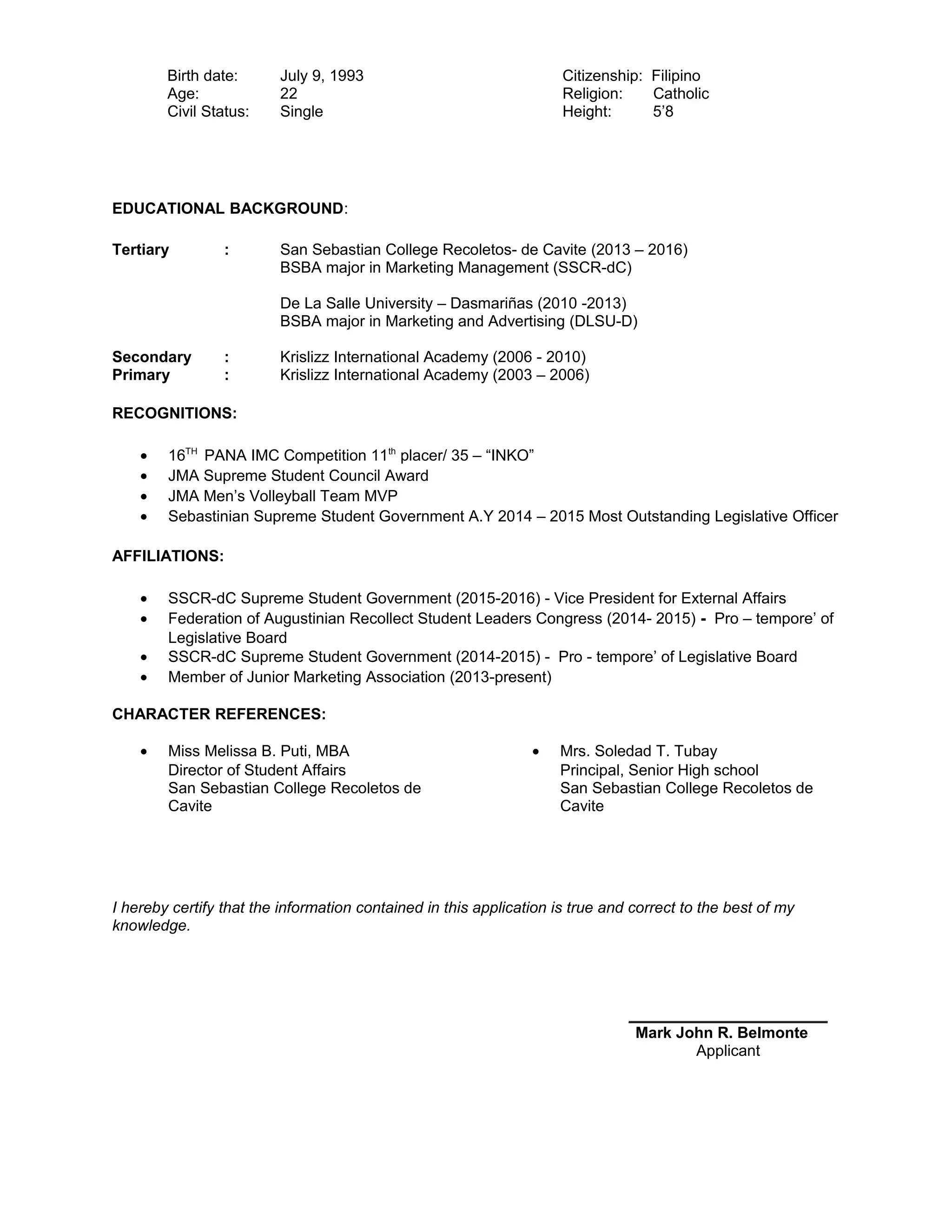 Mark John Belmonte | DOC