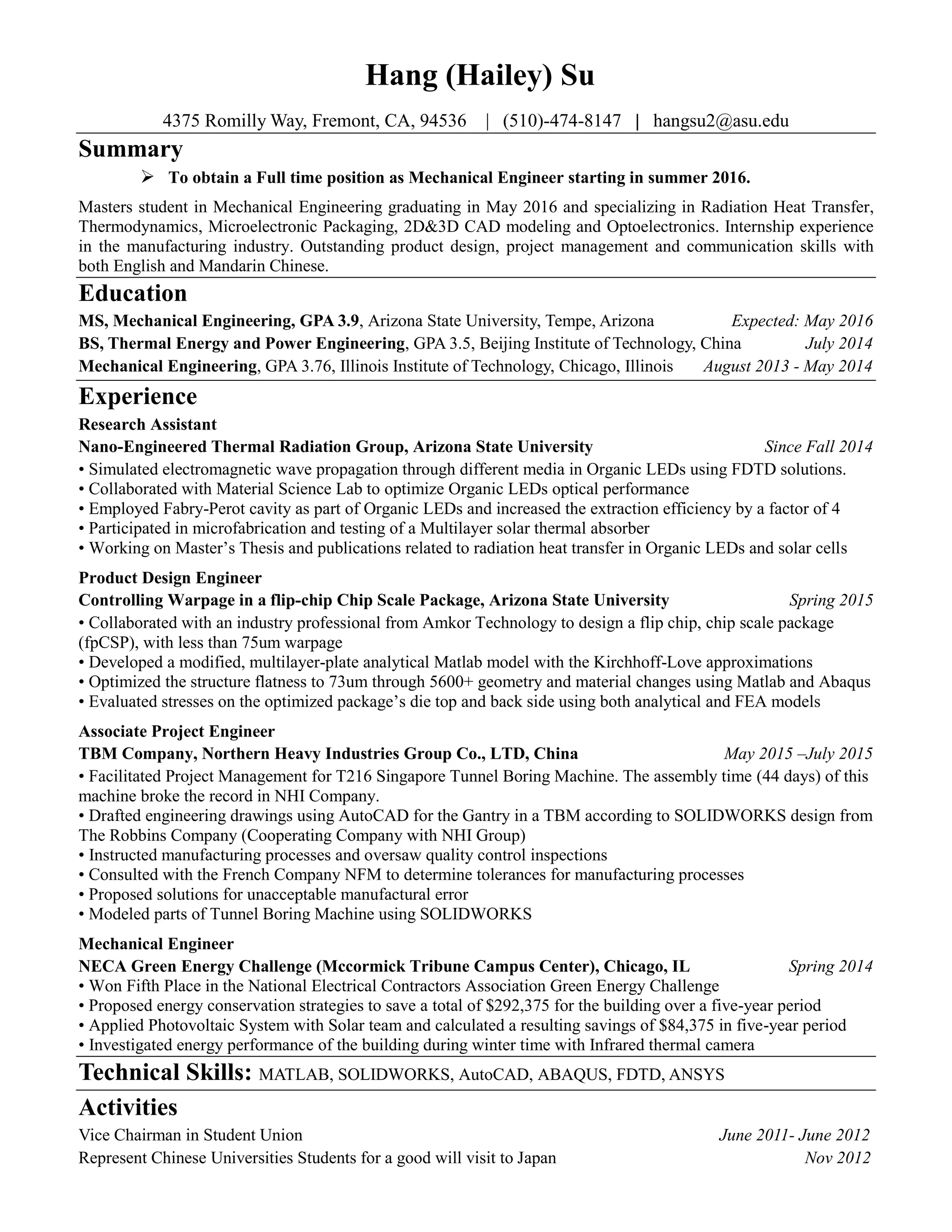 Hang Su Resume -COPY | PDF