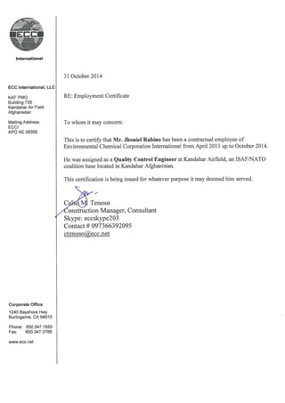 Employment Cert ECCI | PDF