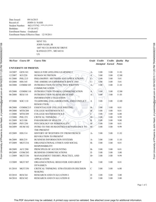 JNash_UOP Transcript | PDF