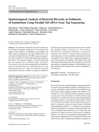 Spatiotemporal Analysis of Bacterial Diversity in Sediments | PDF