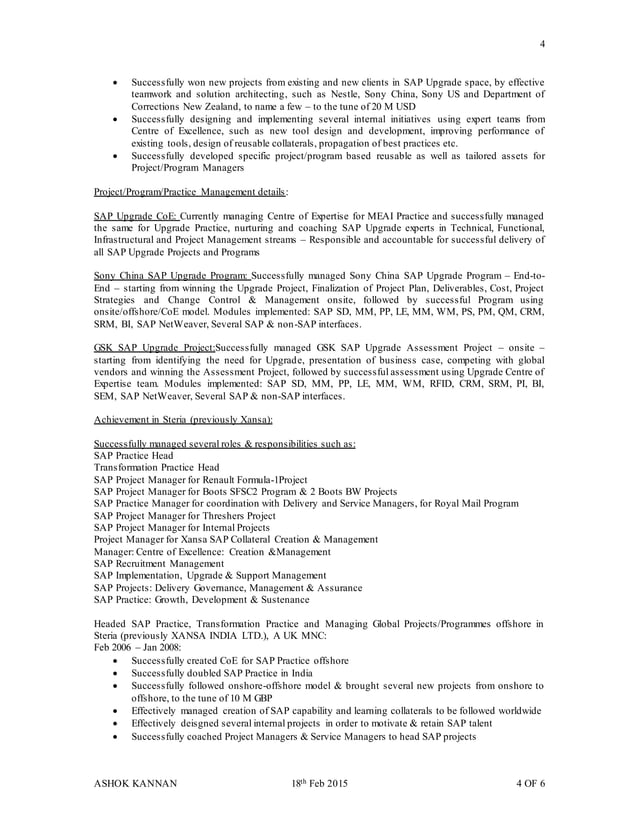 Ashok Kannan CV 05032015 | DOCX | Business Administration | Business