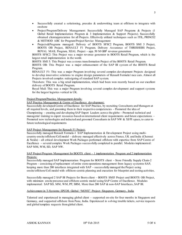 Ashok Kannan CV 05032015 | DOCX | Business Administration | Business