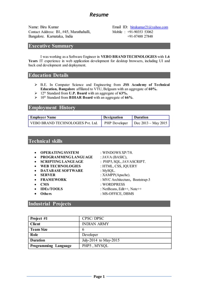 Resume | DOCX | Computing | Technology & Computing