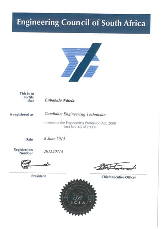 ECSA Certificate | PDF | Education