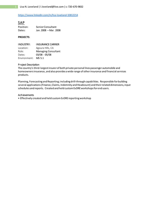 Project Resume - SAP | PDF