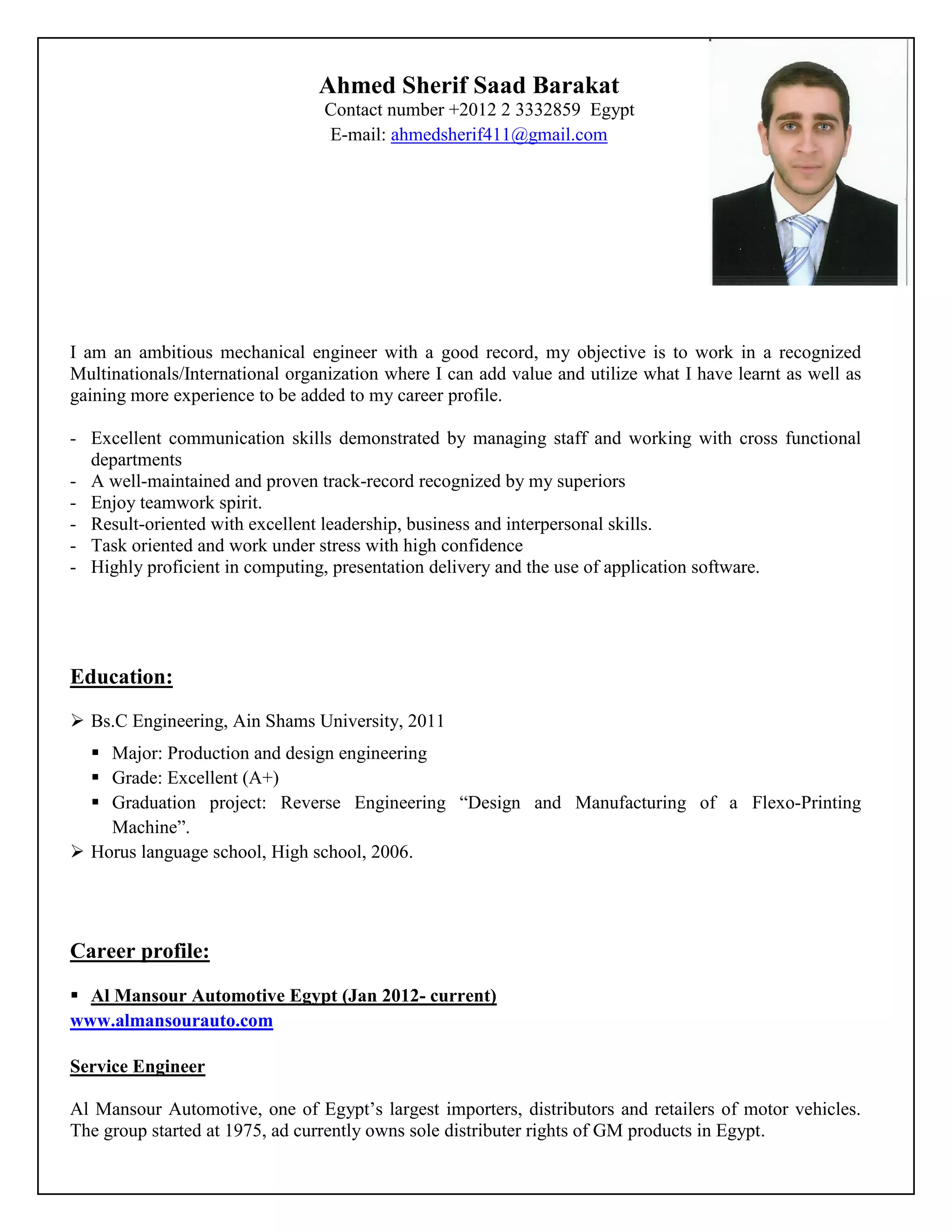 Resume -Ahmed Barakat | PDF | Business | Business and Finance