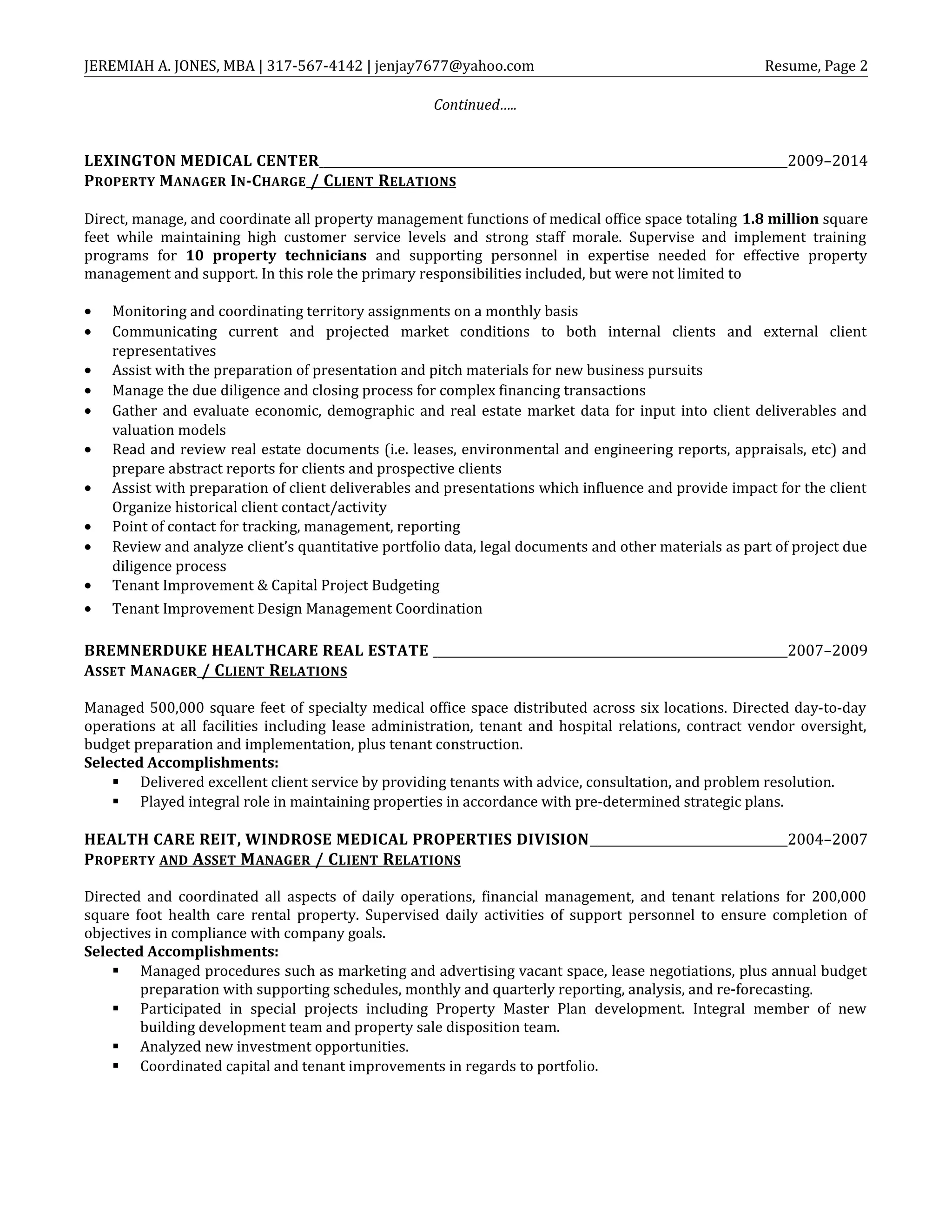 Jeremiah Jones Resume SBA | DOC | Real Estate Industry | Industries