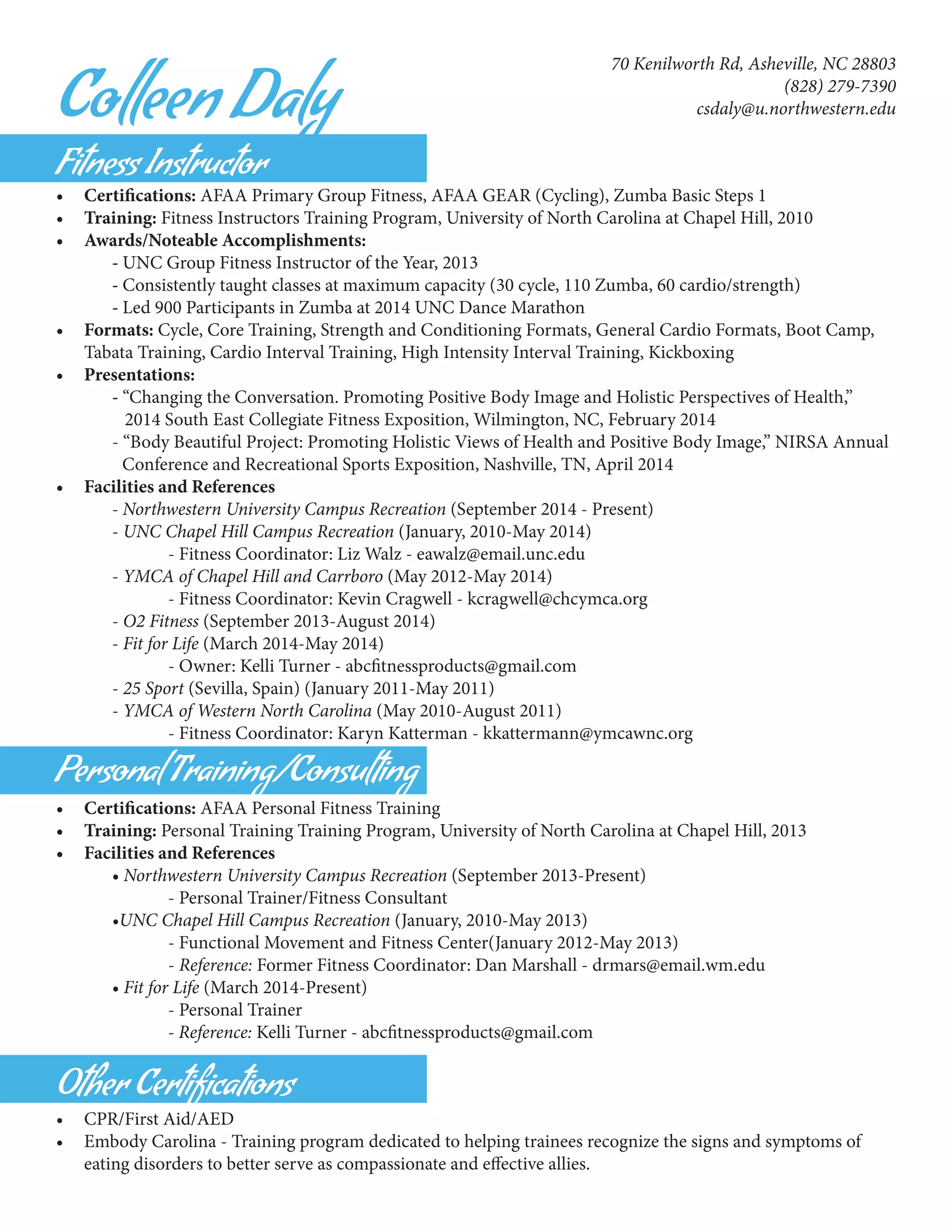 ColleenDaly_Fitness_Resume | PDF