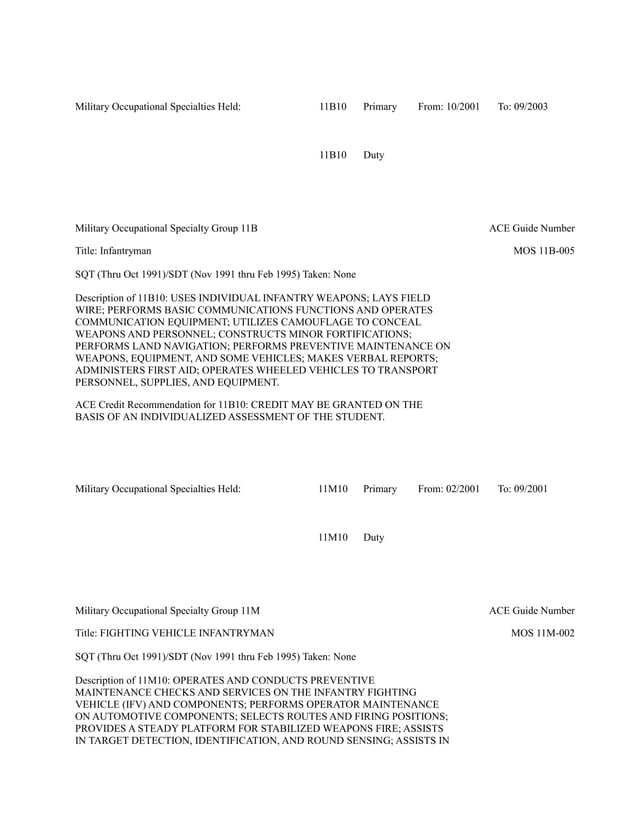 ARMY Education Transcript | PDF
