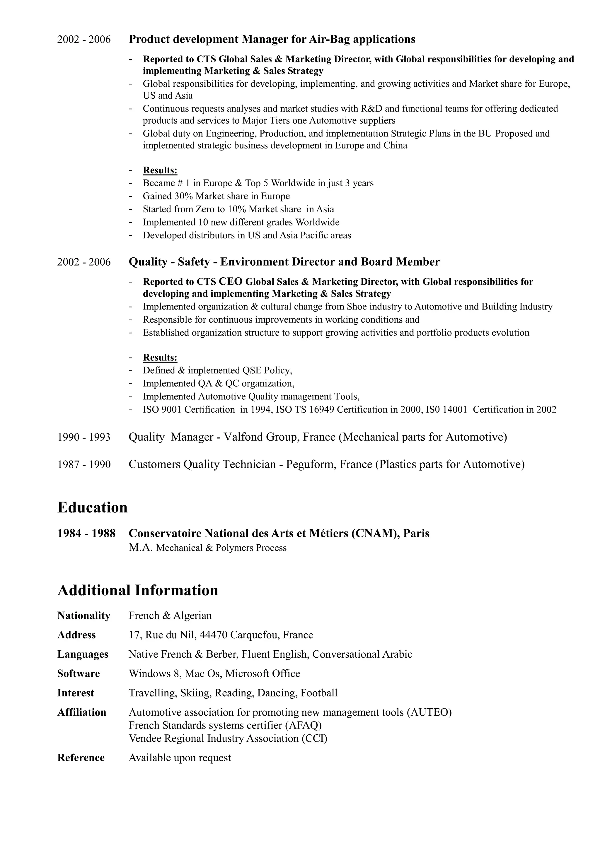 Mokrane.Omari.CV2.English | PDF | Automotive Industry | Industries