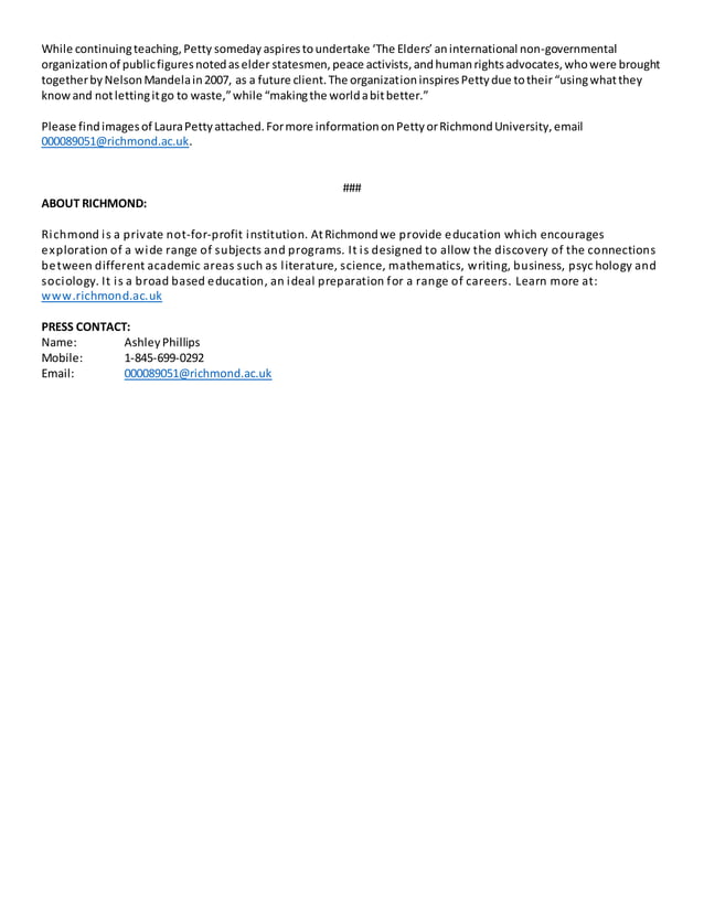 Laura Petty Press release | PDF