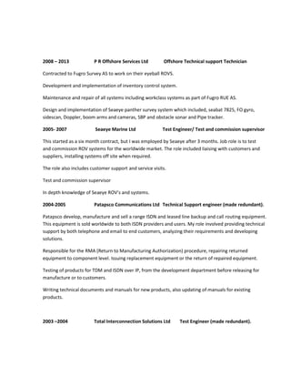 Colin Selfe CV | PDF