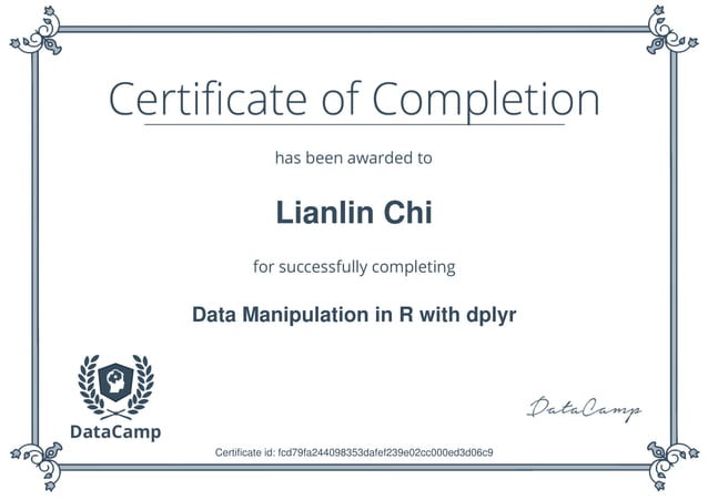 dplyr certificate datacamp | PPT