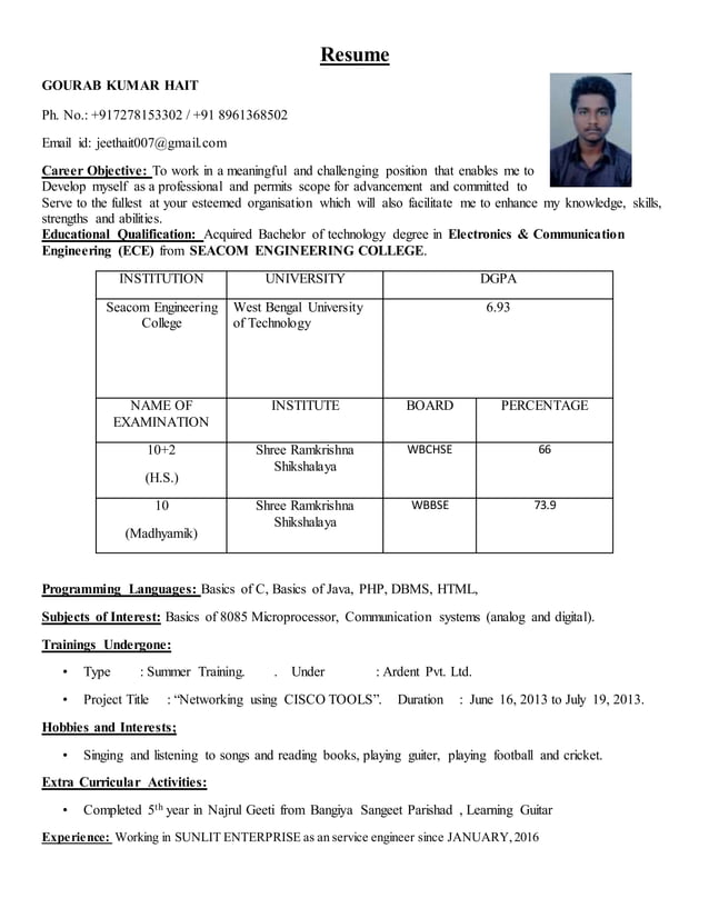 Gourab CV 33 2 | PDF
