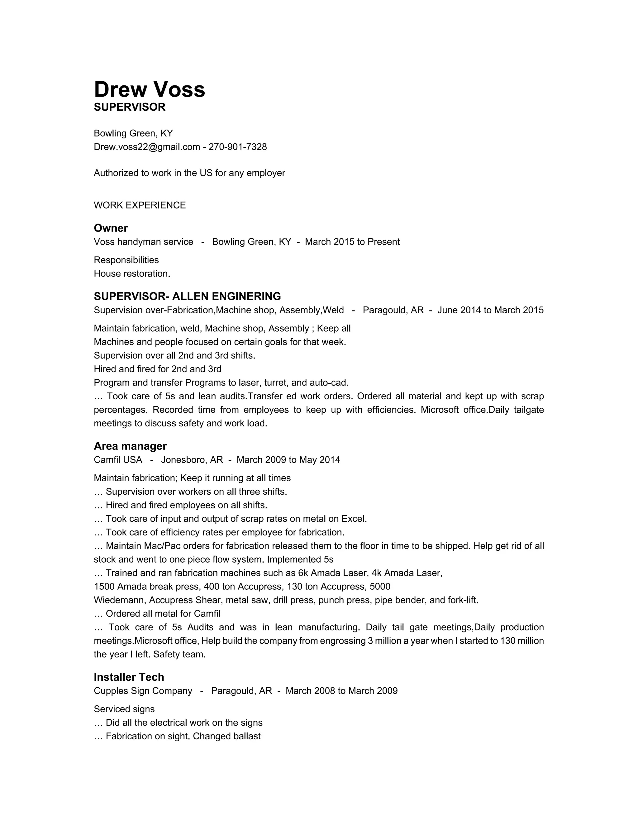 Drew_Voss | PDF | Manufacturing Industry | Industries