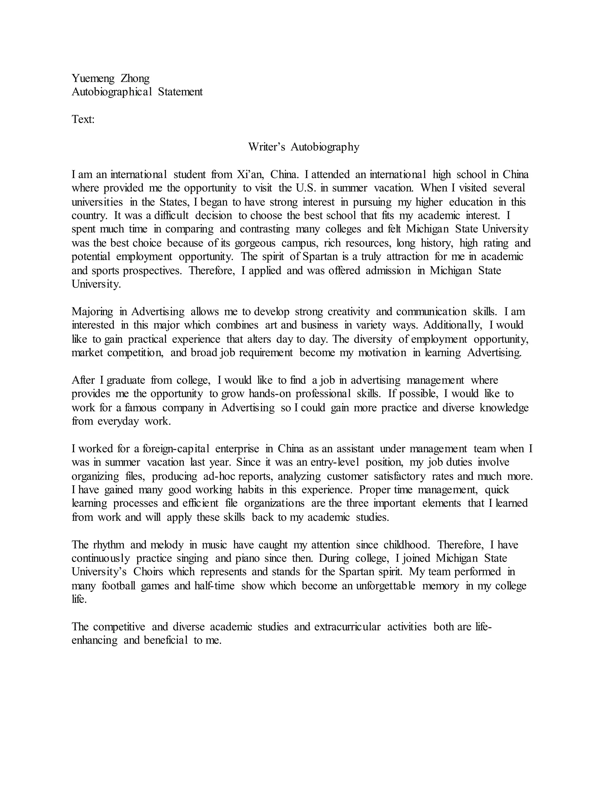 Autobiographical Statement (2) | DOCX