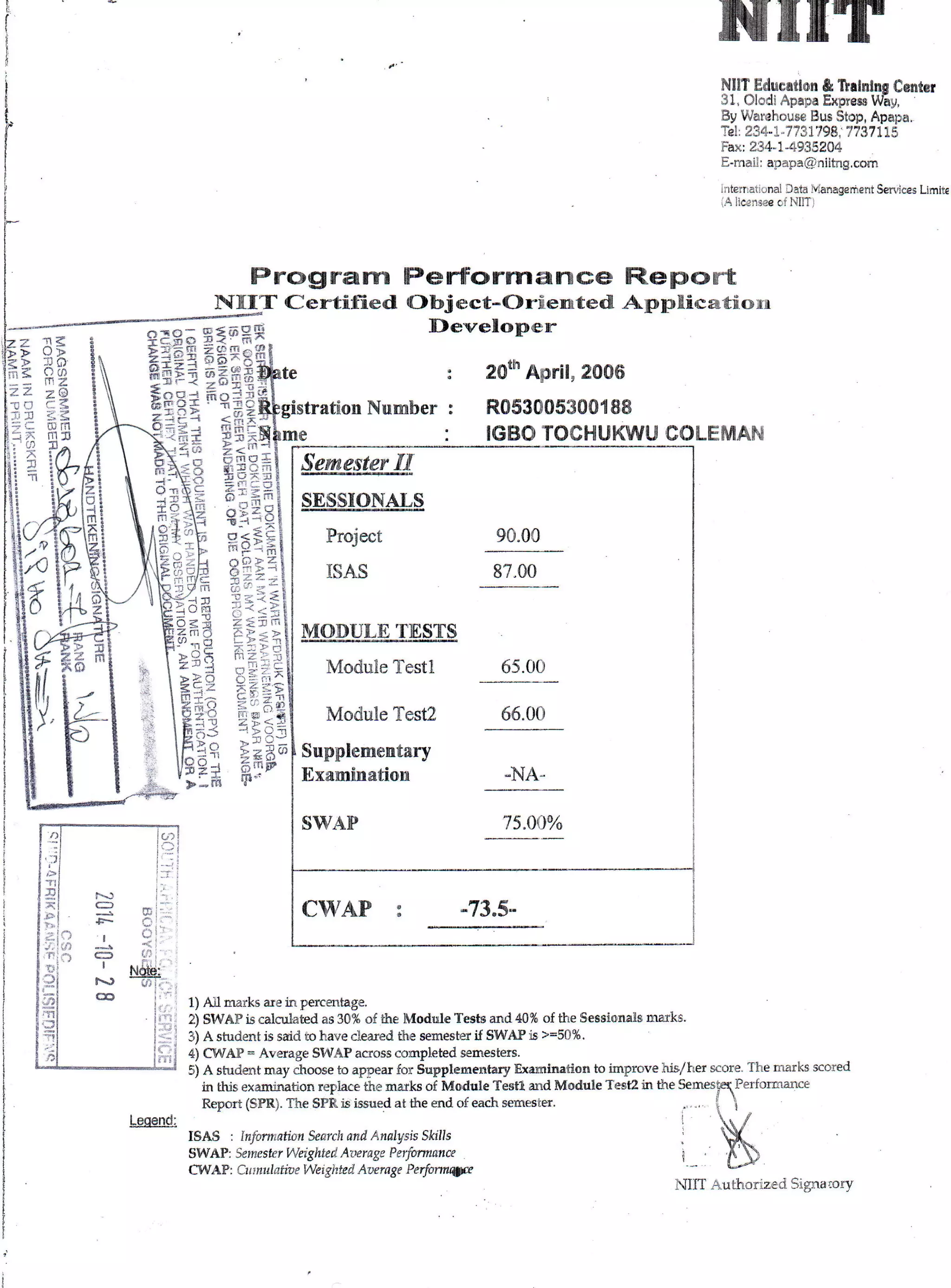 NIIT PROGRAMME PERFORMANCE2.PDF