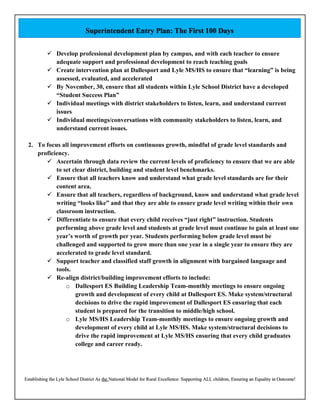 Superintendent Entry Plan.Andrew.Kelly.Lyle.Schools | PDF
