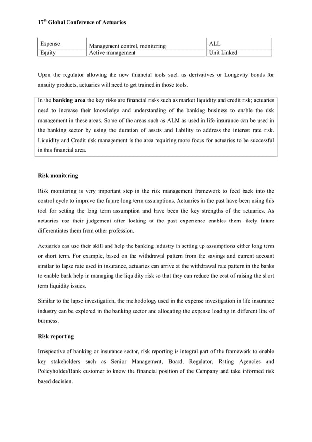 Role of Actuaries in Enterprise Risk Management Sonjai_Rajiv(17 GCA ...