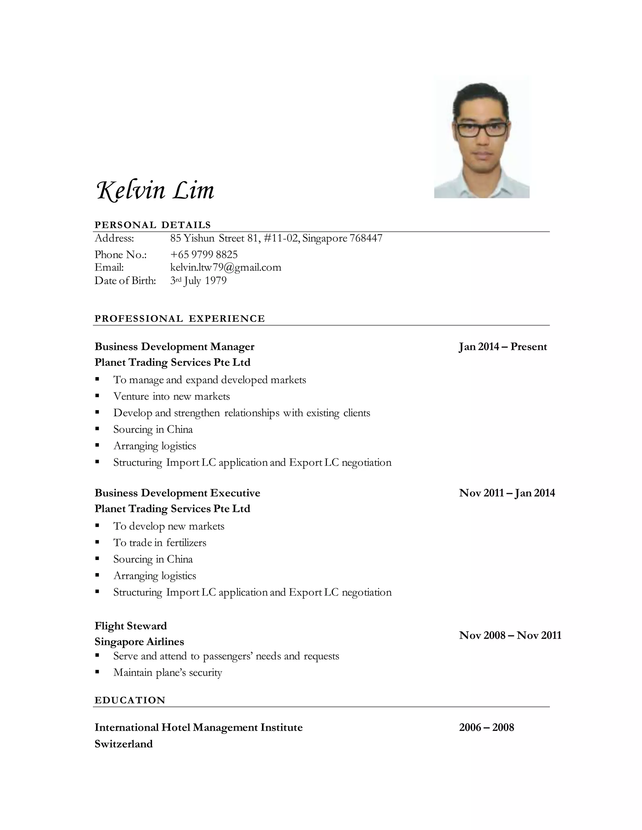 Kelvin Lim CV | DOCX