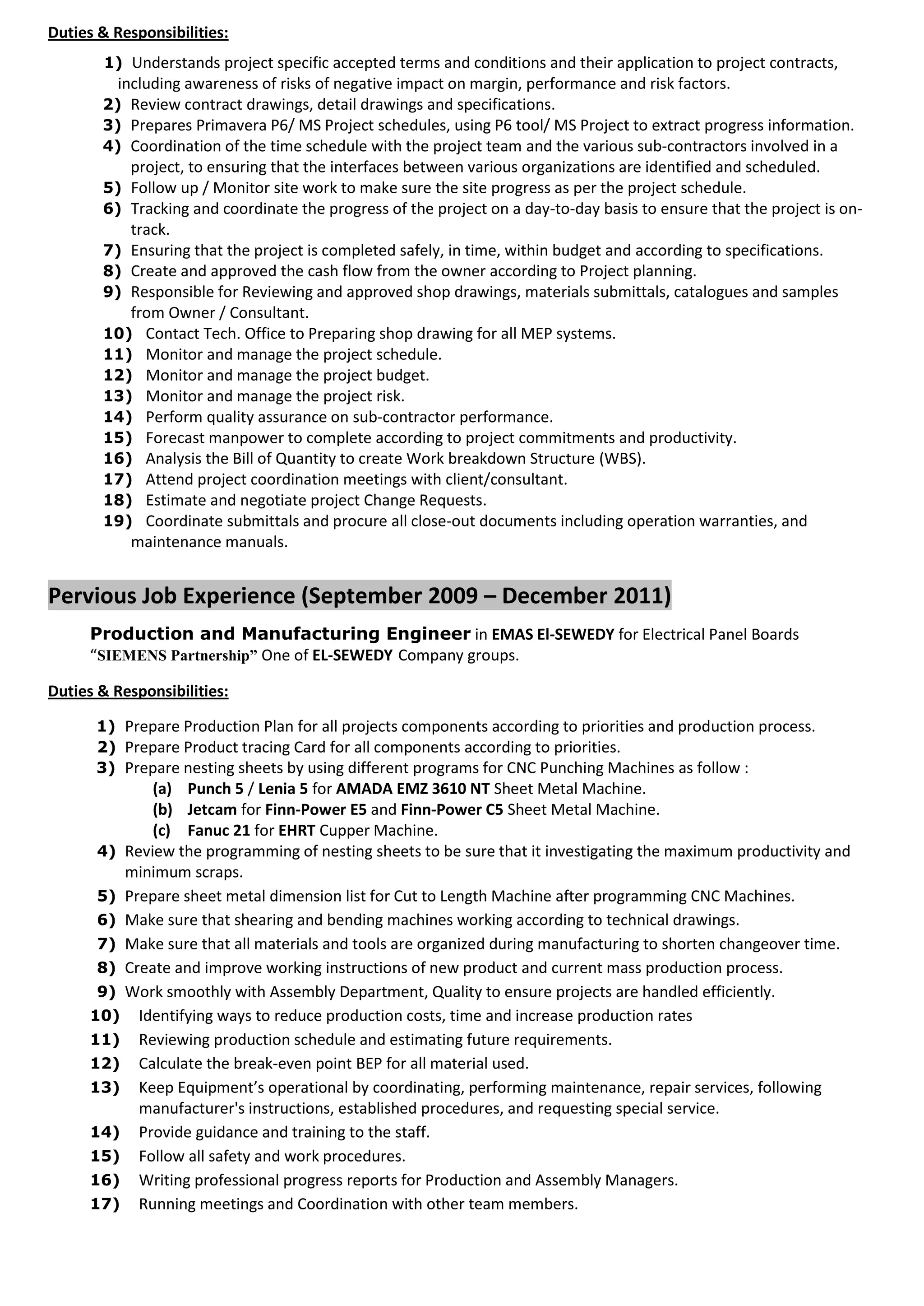 Mohamed Ezzat - curriculum vitae | PDF | Civil Engineering Industry | Industries