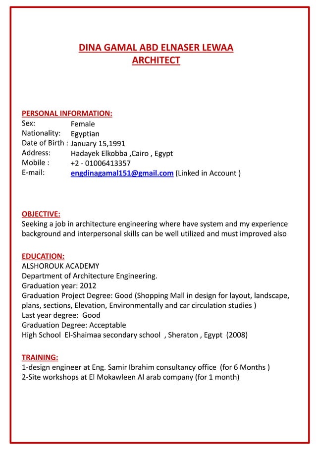 DINA Architect CV 2016 | PDF