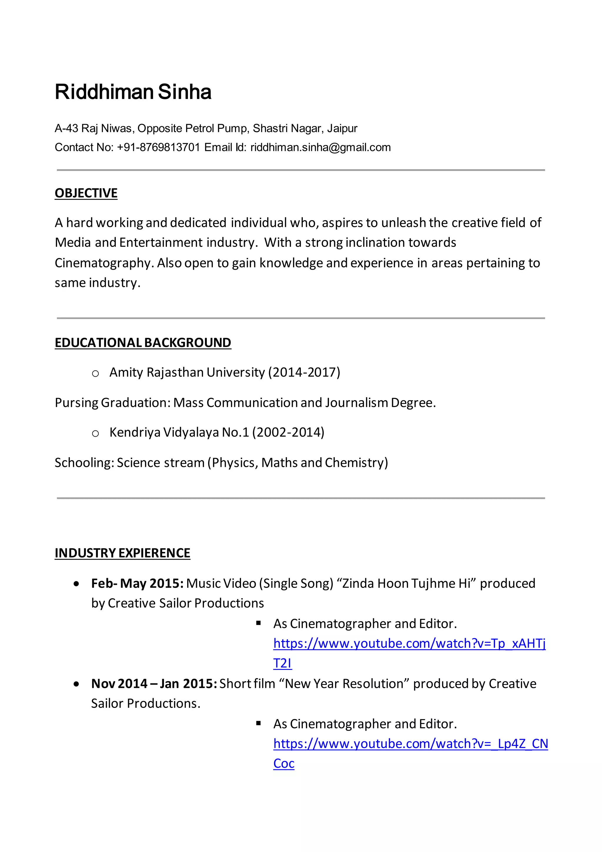 Riddhiman Sinha_Resume v1 | PDF