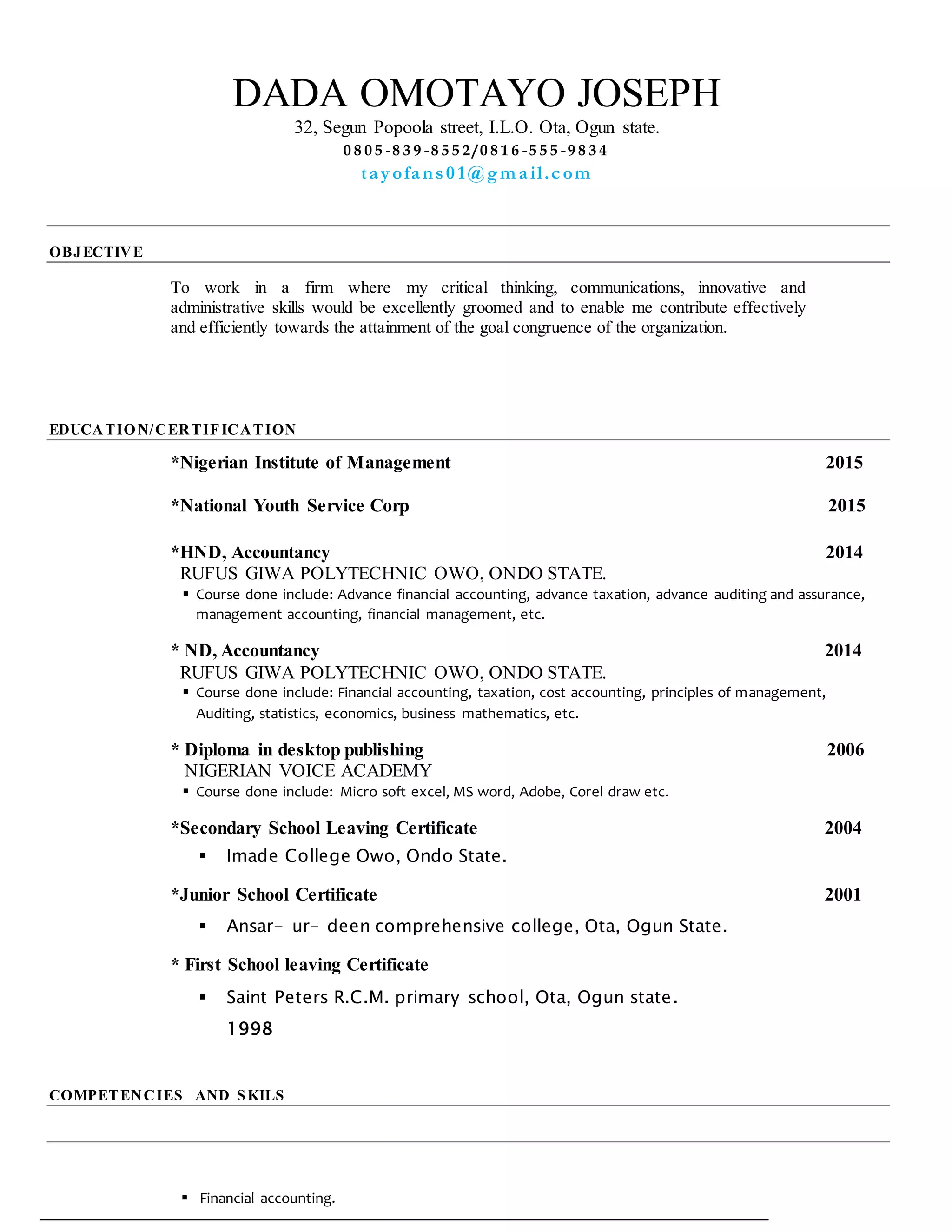Dada Omotayo cv | DOCX