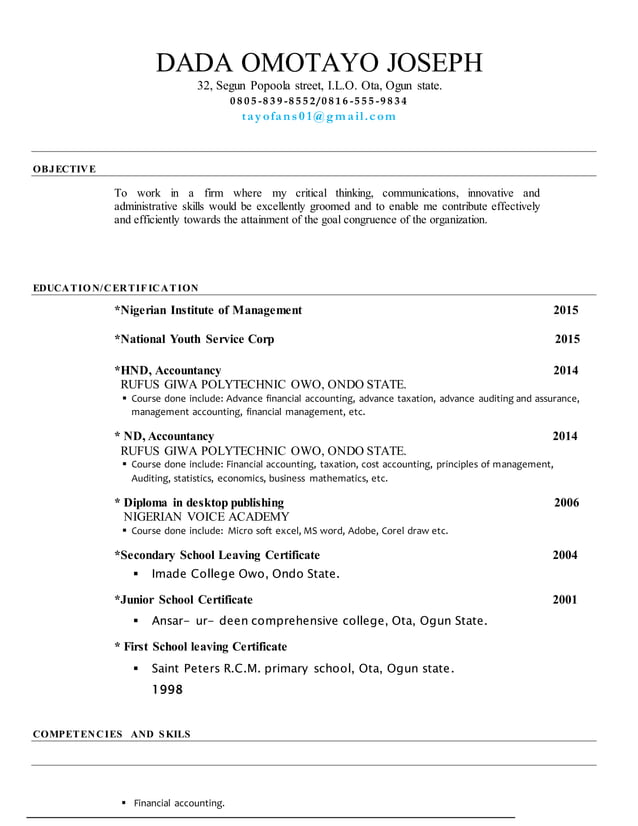 Dada Omotayo cv | PDF
