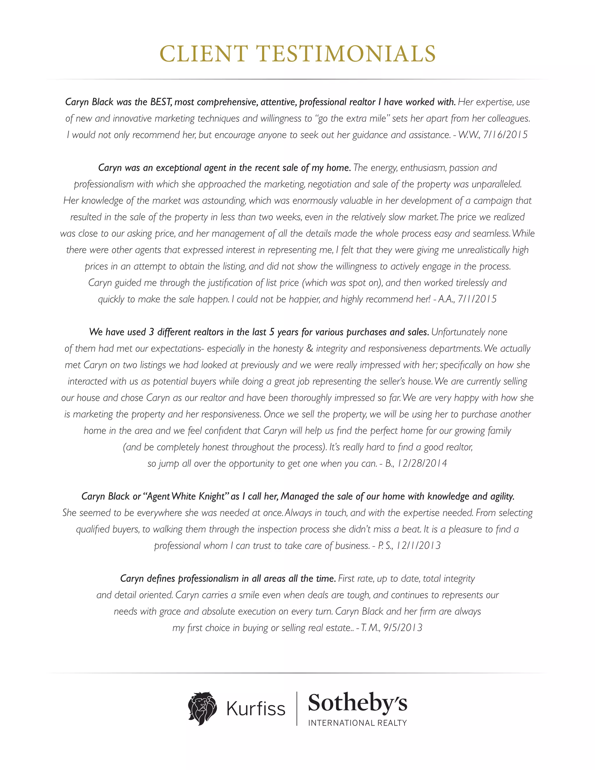Caryn Black Listing Presentation | PDF