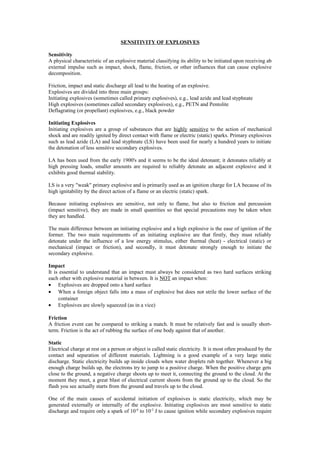 SENSITIVITY OF EXPLOSIVES | DOC | First Aid | Injuries