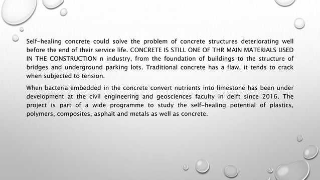 SELF HEALING CONCRETE | PPTX