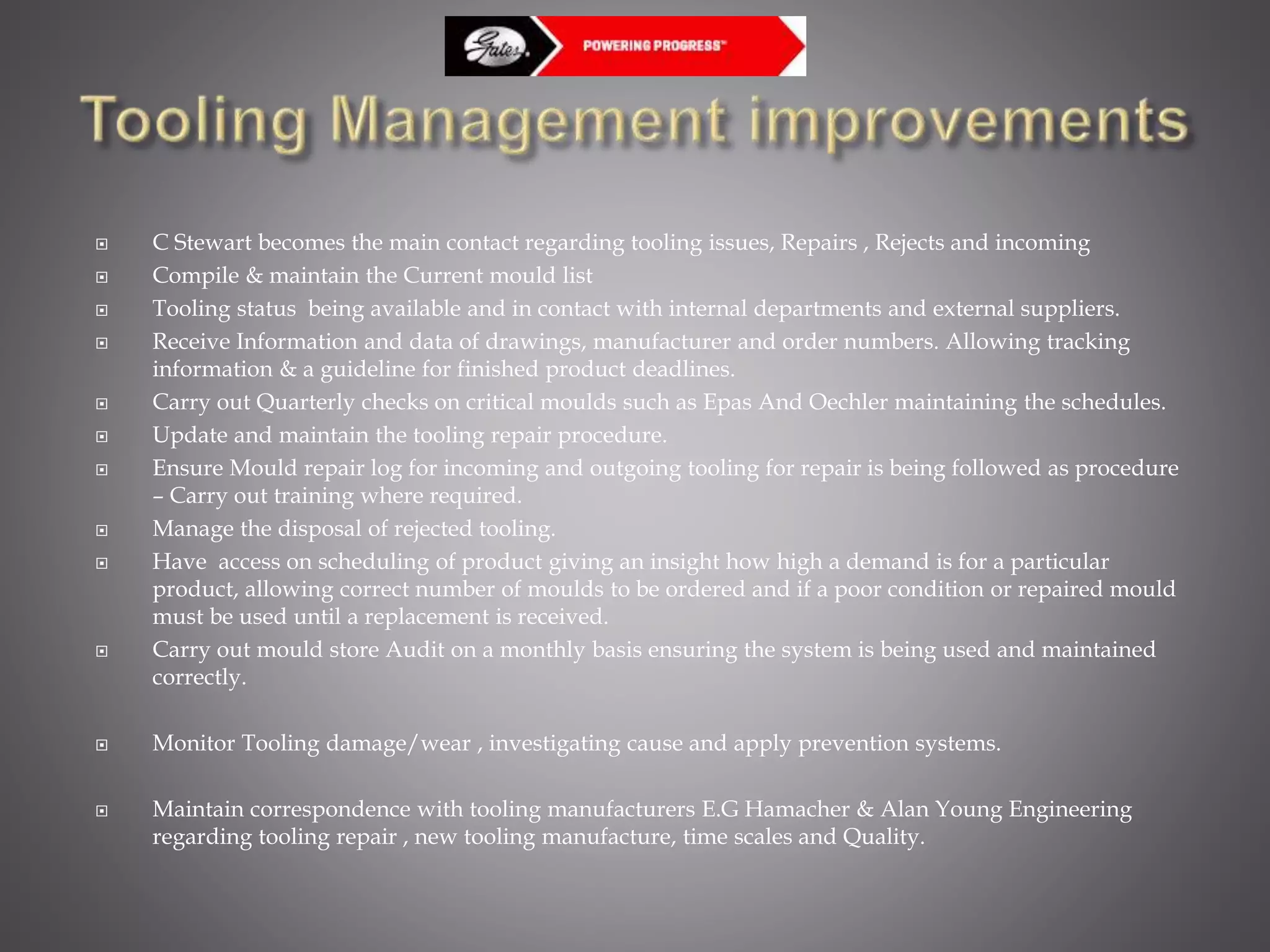 Tooling Management Project | PPTX