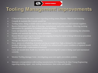 Tooling Management Project | PPTX | Woodworking | Arts and Crafts