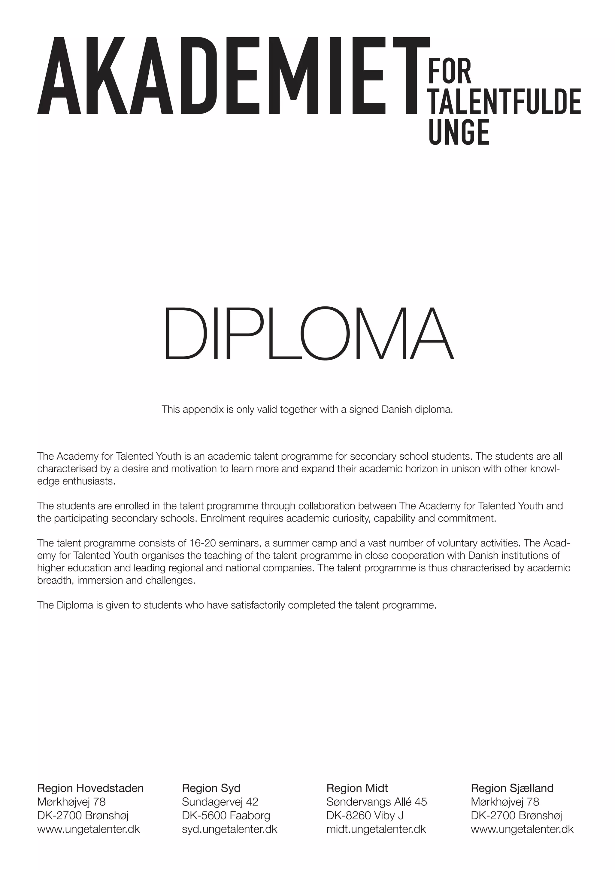 Diploma - Filip Søskov Davidovski - Academy of Talented Youths | PDF