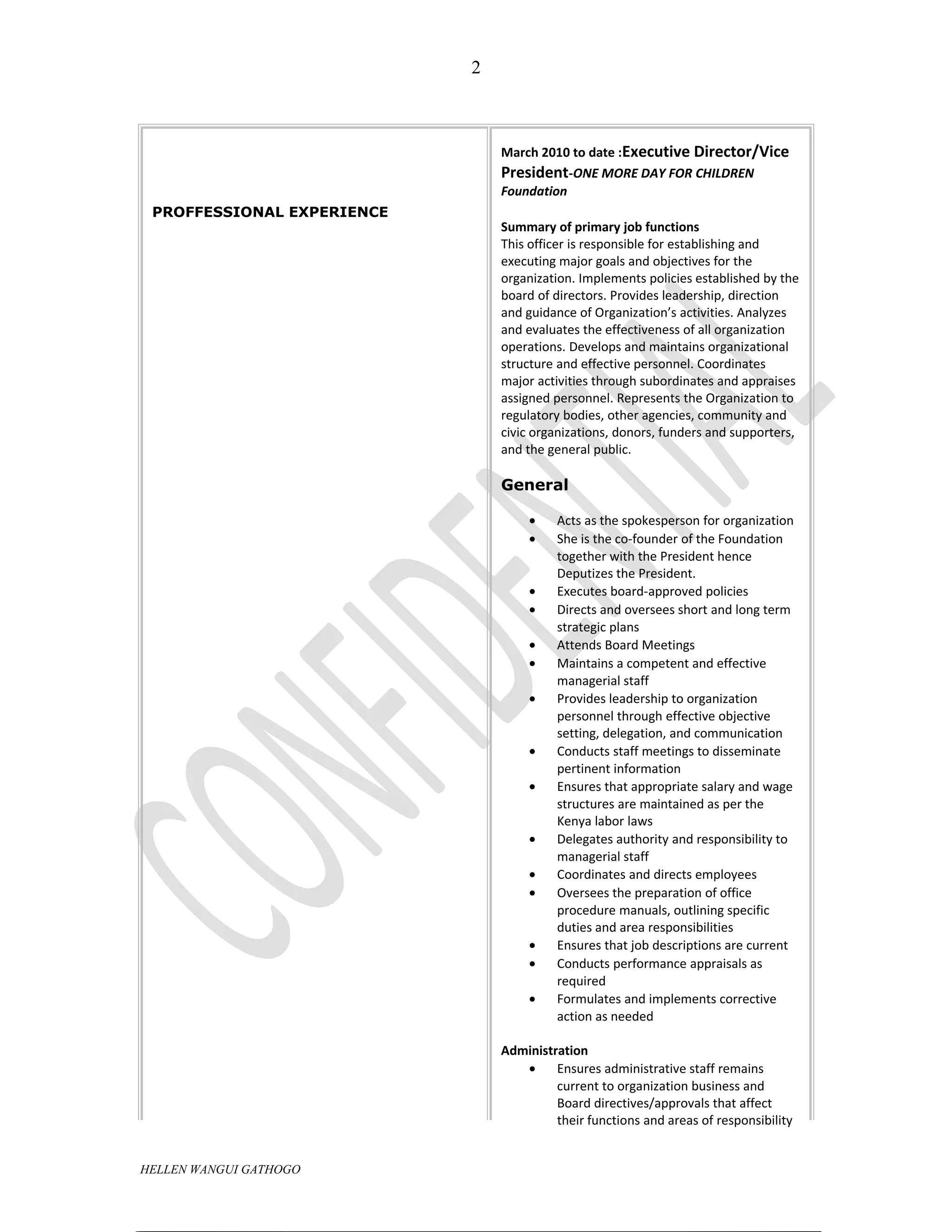 HELLEN WANGUI GATHOGO-cv 2015 CONFIDENTIAL | DOC