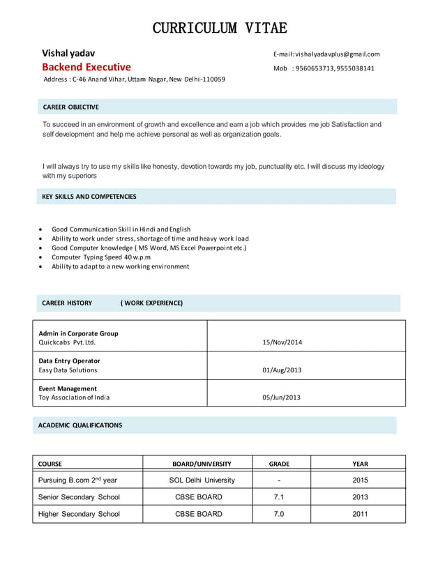 Vishal Resume ORG | DOCX | Business | Business and Finance