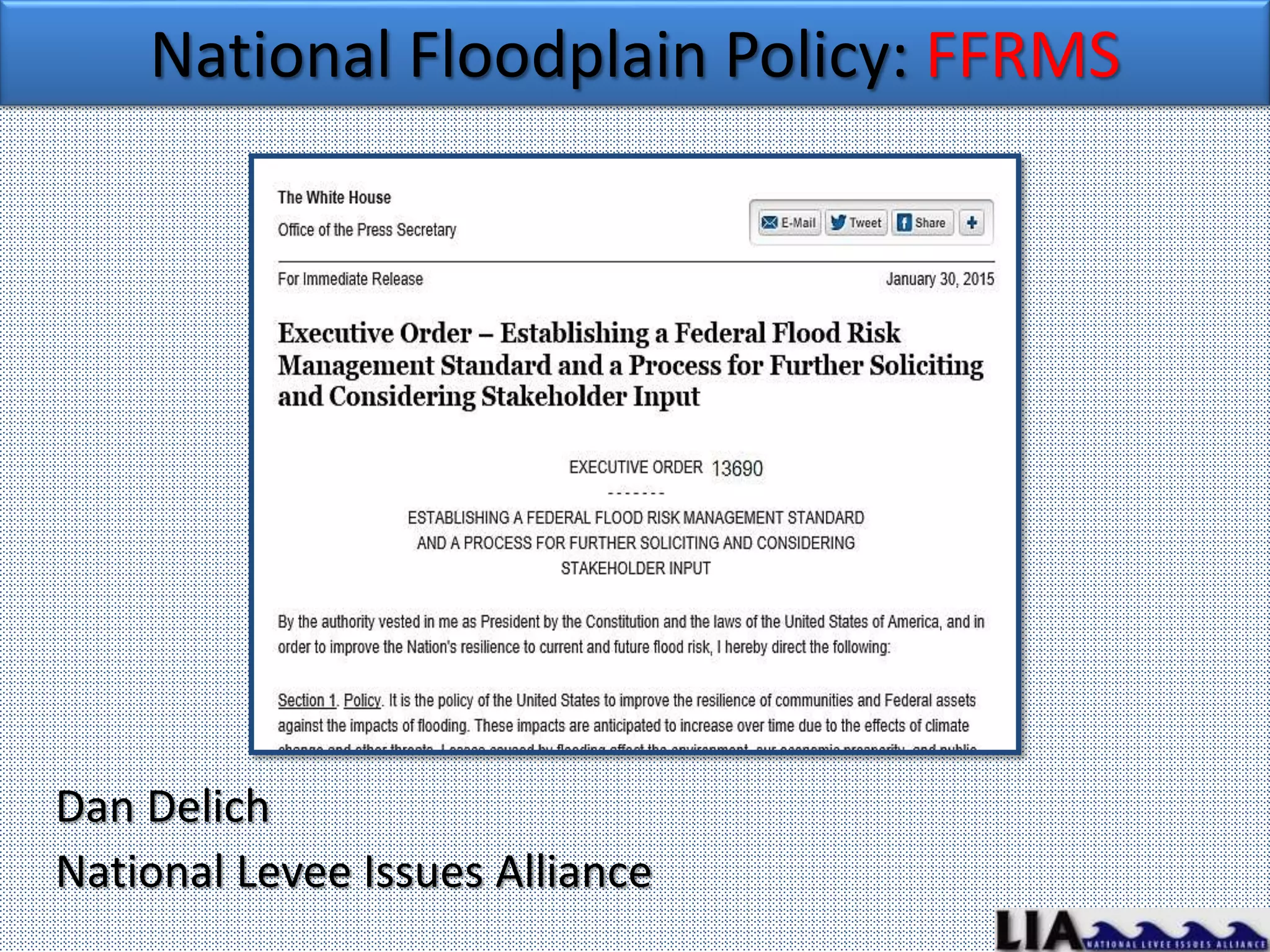 National Floodplain Policy: FFRMS | PPTX